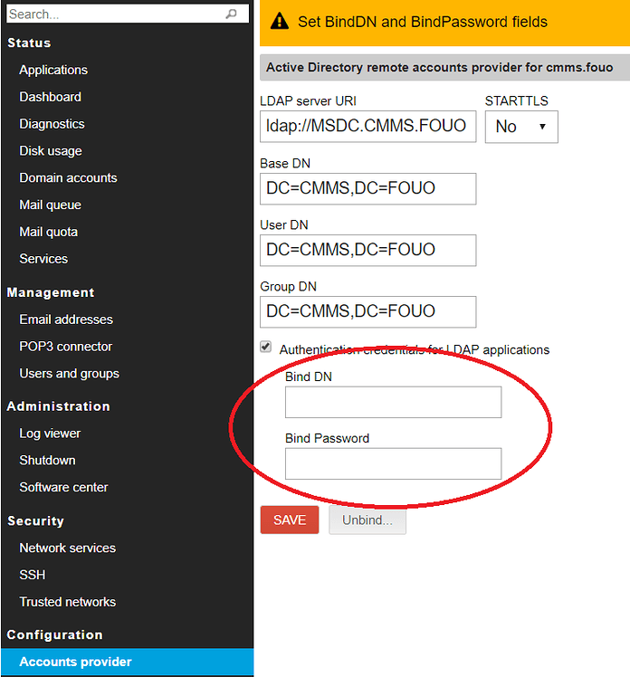 Authentication credential for LDAP - Support - NethServer Community