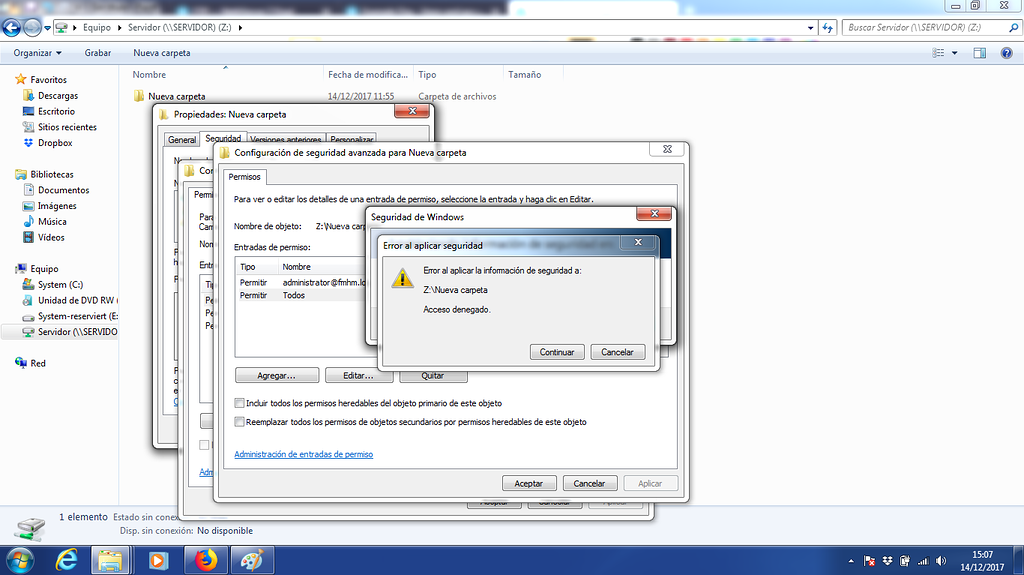 Cannot change permissons for single folder on file share - access denied - Support - NethServer ...