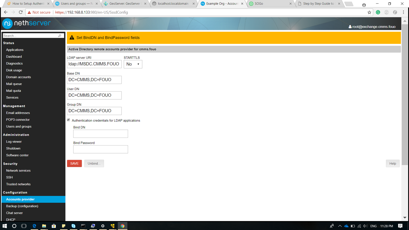 Authentication credential for LDAP - Support - NethServer Community