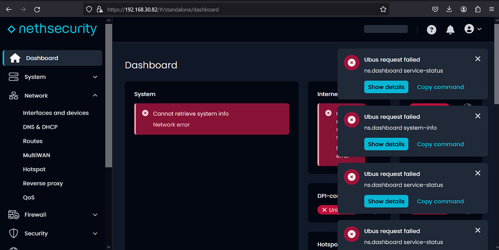 Errors/warnings ubus in the GUI - NethSecurity - NethServer Community