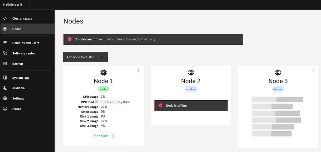 Node 3 details loading forever when node 2 is offline - Bug ...