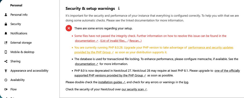 Nextcloud errors after update - Support - NethServer Community