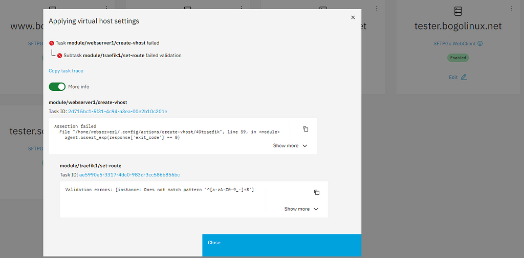 Create Virtual Host Throws Error But Still Appears To Create Bug Nethserver Community